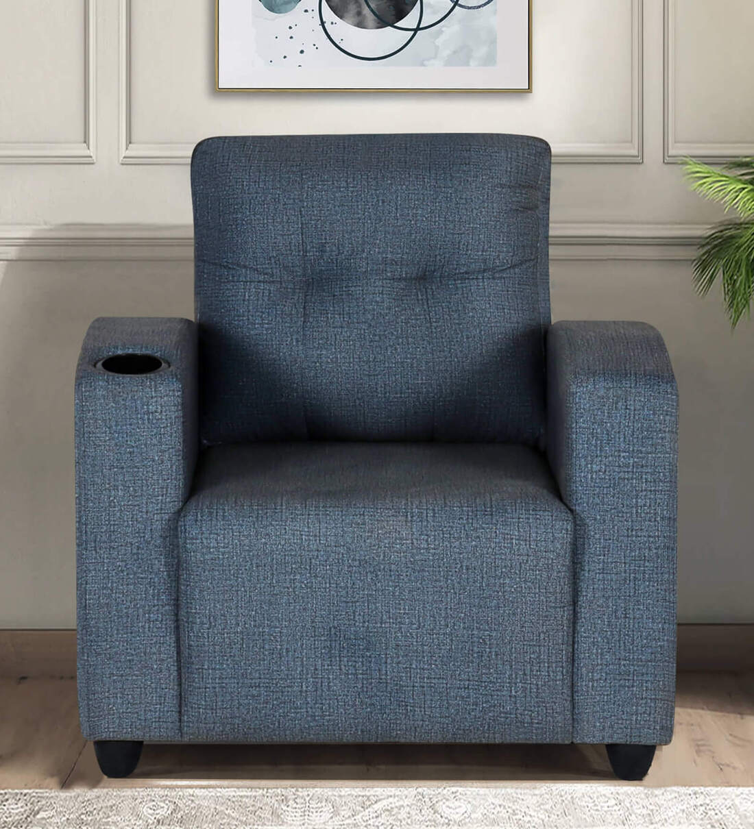 Buy Topaz Fabric 1 Seater Sofa In Azure Blue Colour at 50% OFF by Trevi Furniture | Pepperfry