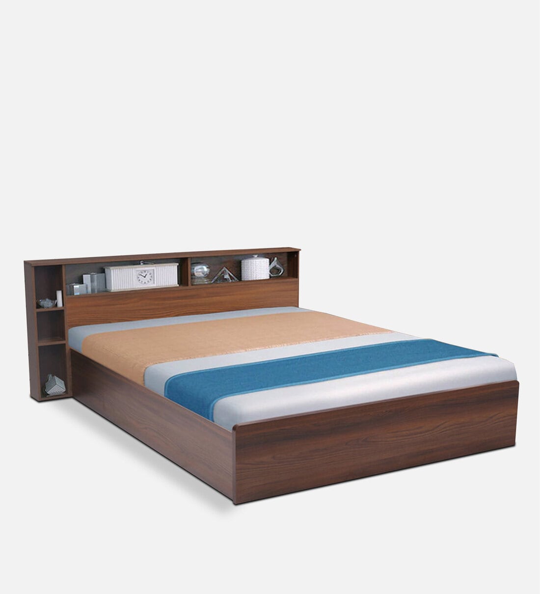 Buy Torrie King Size Bed in Classic Walnut Finish with Box Storage ...
