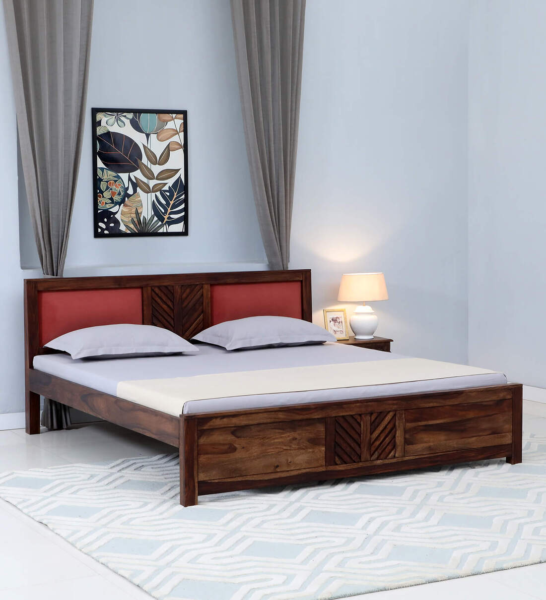 Buy Tourconing Sheesham Wood Queen Size Bed In Provincial Teak Finish ...