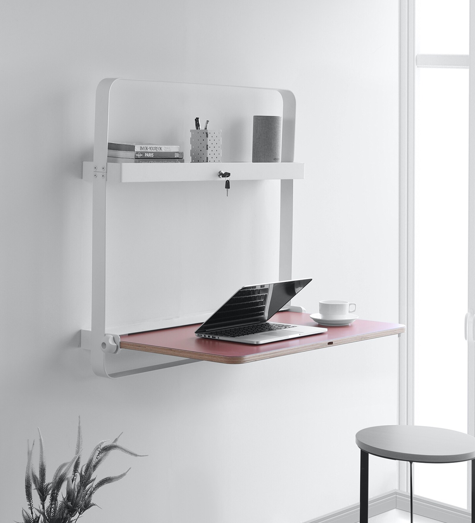 Buy Tokyo Eco Wallmounted Writing Table in White & Oakwood Finish by ...