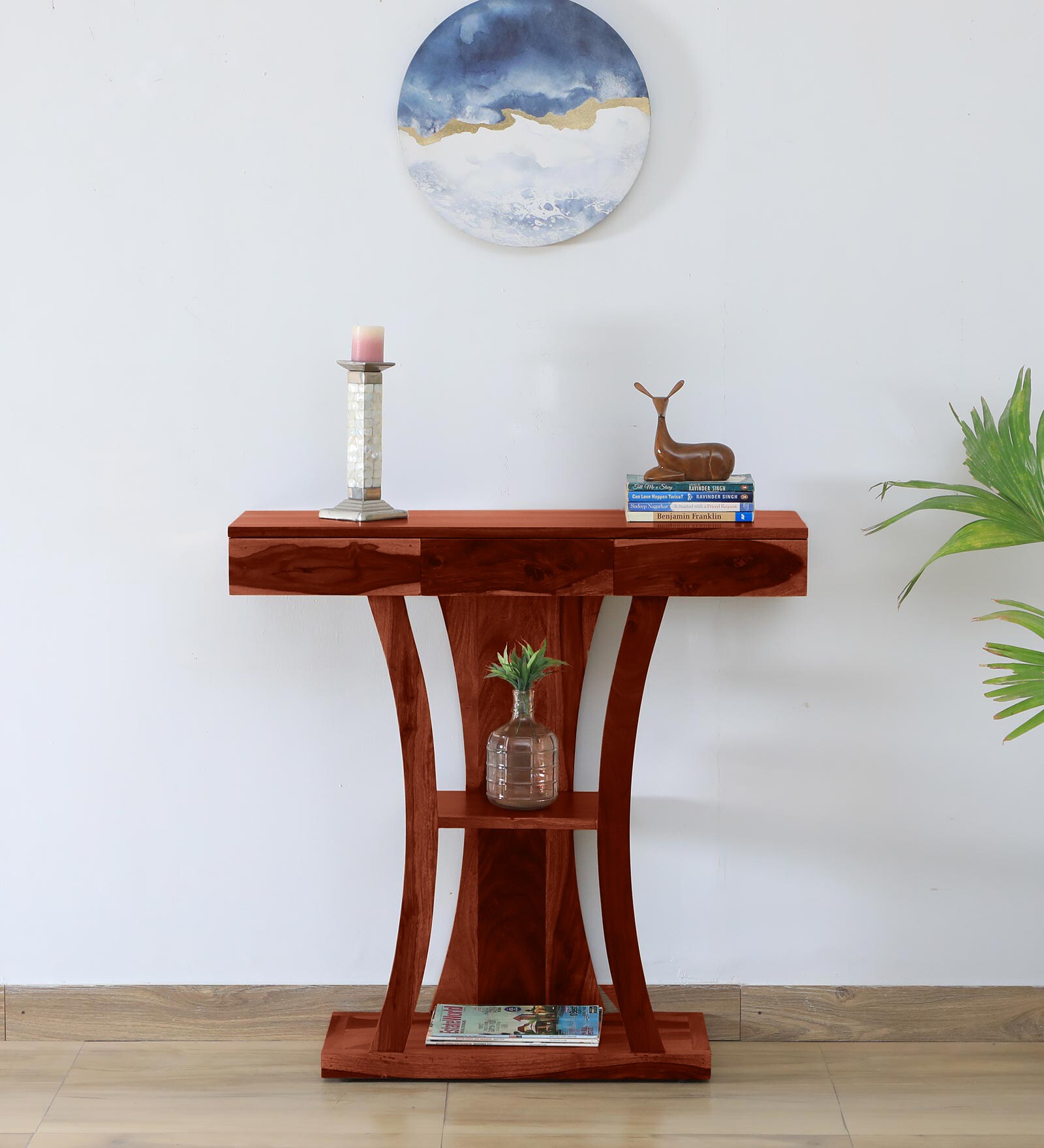 Buy Tolyatti Sheesham Wood Console Table in Scratch Resistant Honey Oak ...