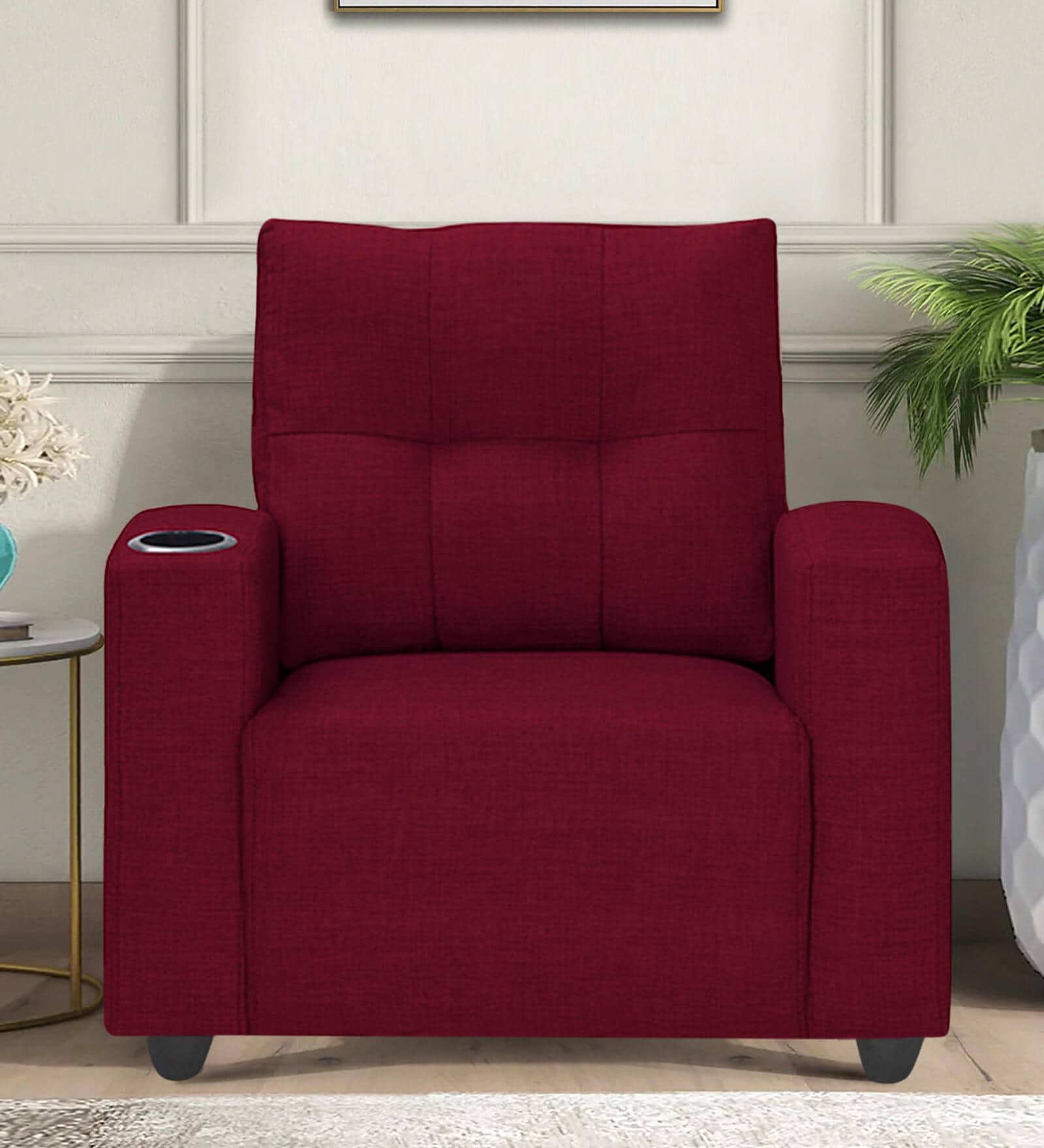Buy Topaz Fabric 1 Seater Sofa In Red Colour at 30% OFF by Trevi ...