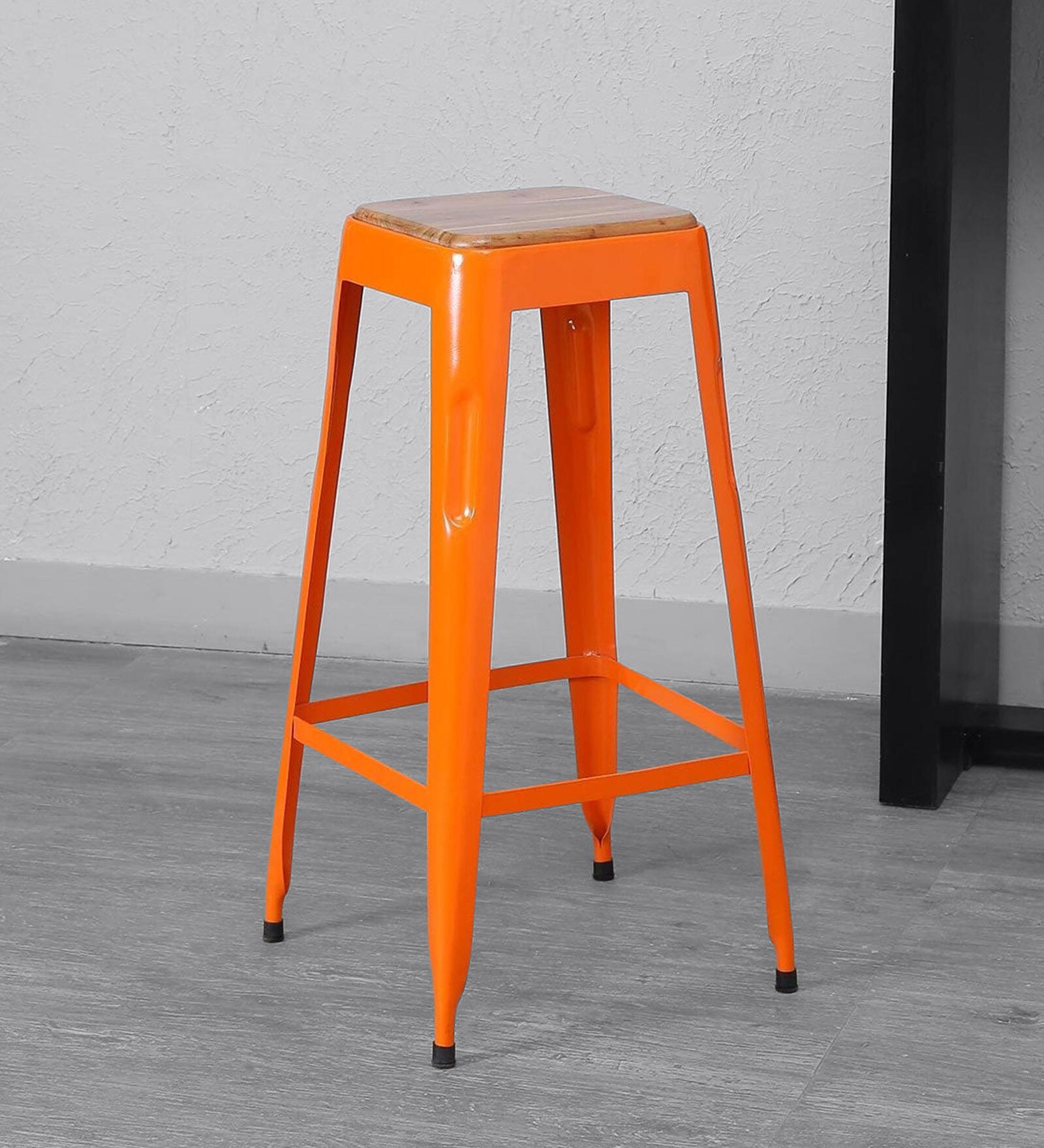 Buy Anat Metal Bar Stool In Orange Colour at 35% OFF by Bohemiana from ...