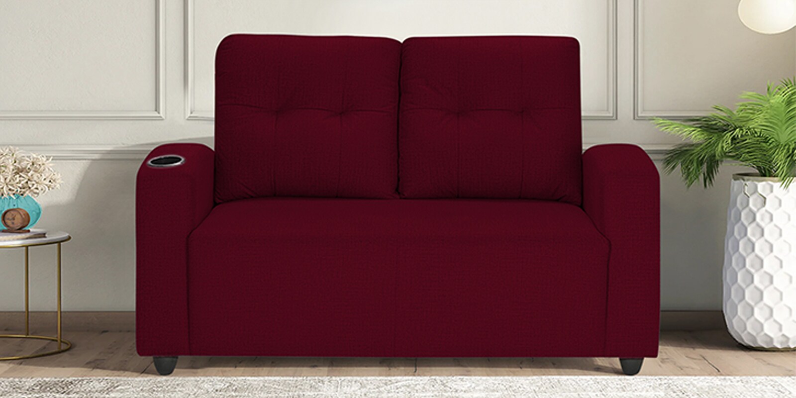 Buy Topaz Fabric 2 Seater Sofa In Red Colour at 30% OFF by Trevi ...