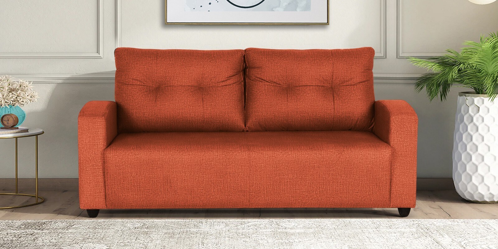 Buy Topaz Fabric 3 Seater Sofa In Terracotta Colour at 48% OFF by Trevi ...
