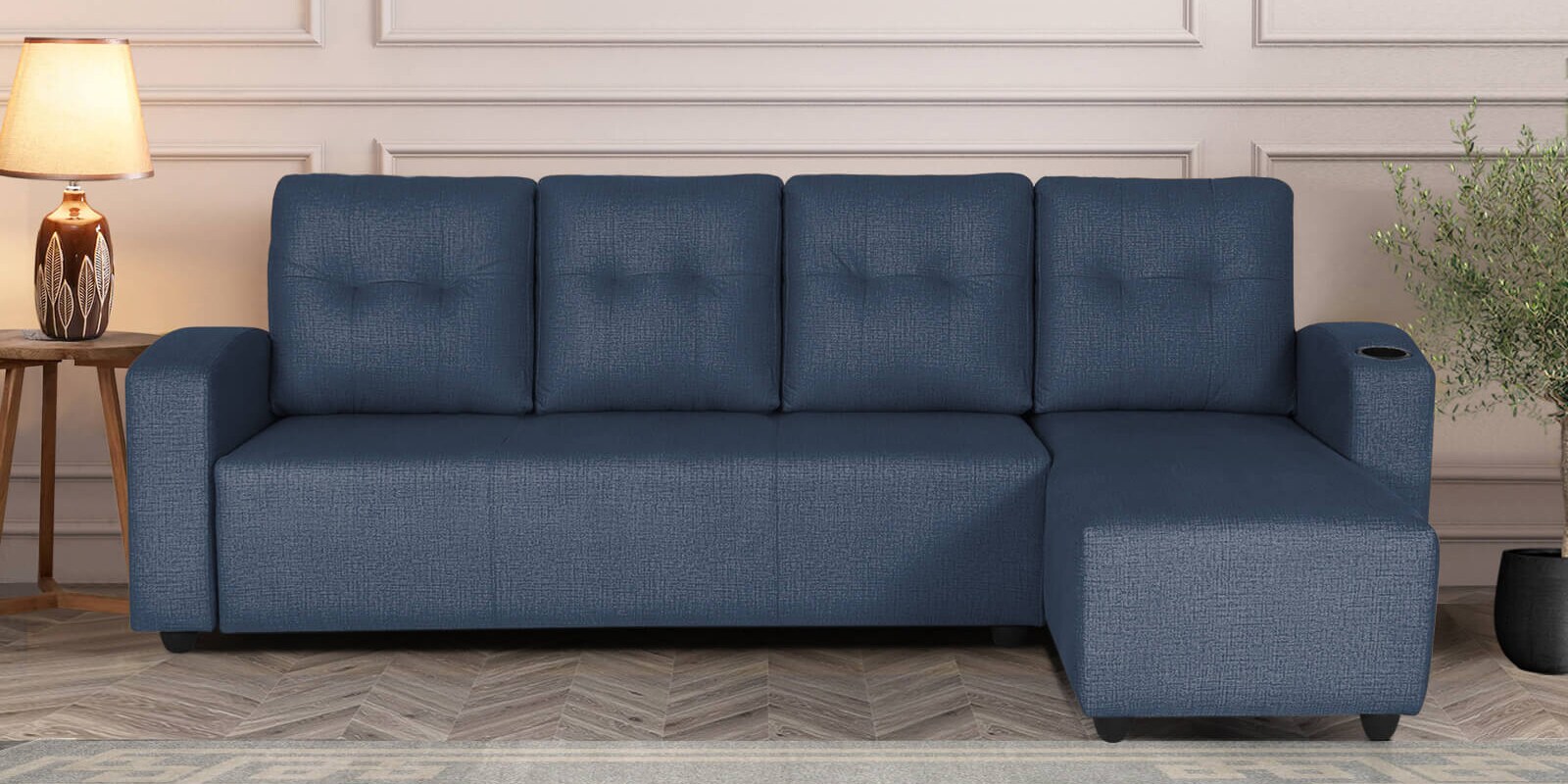 Buy Topaz Fabric LHS Sectional Sofa In Azure Blue Colour at 44% OFF by ...