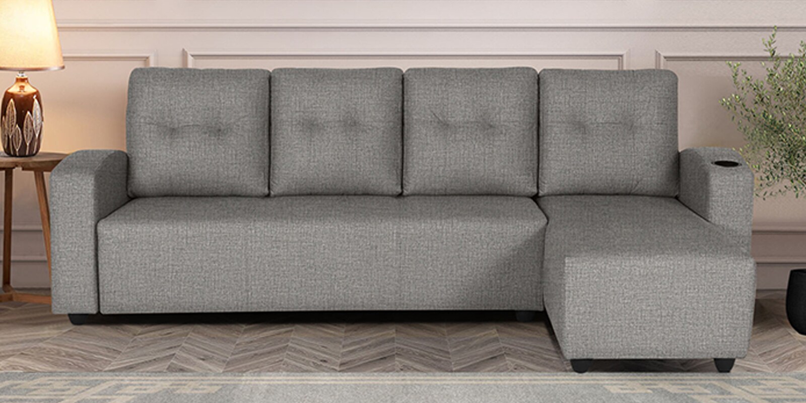 Buy Topaz Fabric LHS Sectional Sofa In Slate Grey Colour at 30% OFF by ...