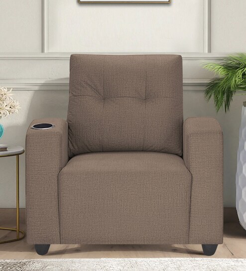 Buy Topaz Fabric 1 Seater Sofa In Neutral Beige Colour at 50% OFF by ...