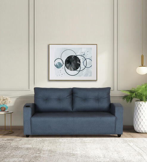 Buy Topaz Fabric 3 Seater Sofa In Azure Blue Colour at 51% OFF by Trevi ...