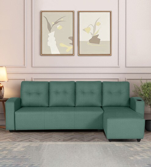 Buy Topaz Fabric LHS Sectional Sofa In Imperial Green Colour at 58% OFF ...