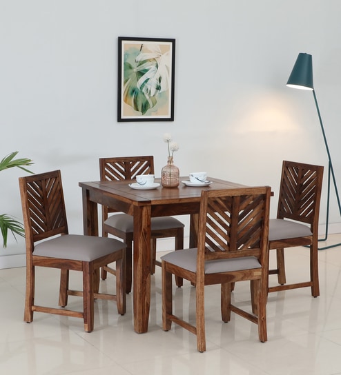 Buy Tourconing Sheesham Wood 4 Seater Dining Set In Provincial Teak ...