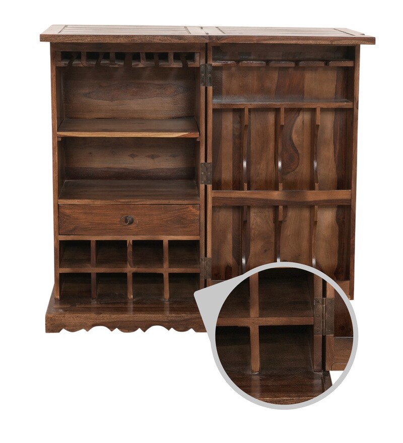 Buy Toby Solid Wood Bar Cabinet In Honey Finish By Trendsbee Online ...