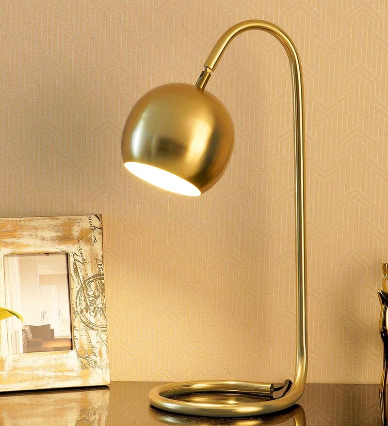Buy Louise Gold Study Lamp With Metal Base By Kapoor E Illuminations ...
