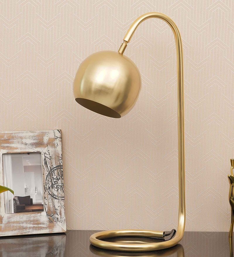 Buy Louise Gold Study Lamp With Metal Base By Kapoor E Illuminations ...