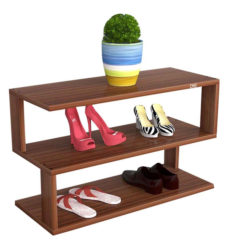 Buy Tomas Open Shoe Rack in Classic Walnut Finish Online - Open Shoe ...