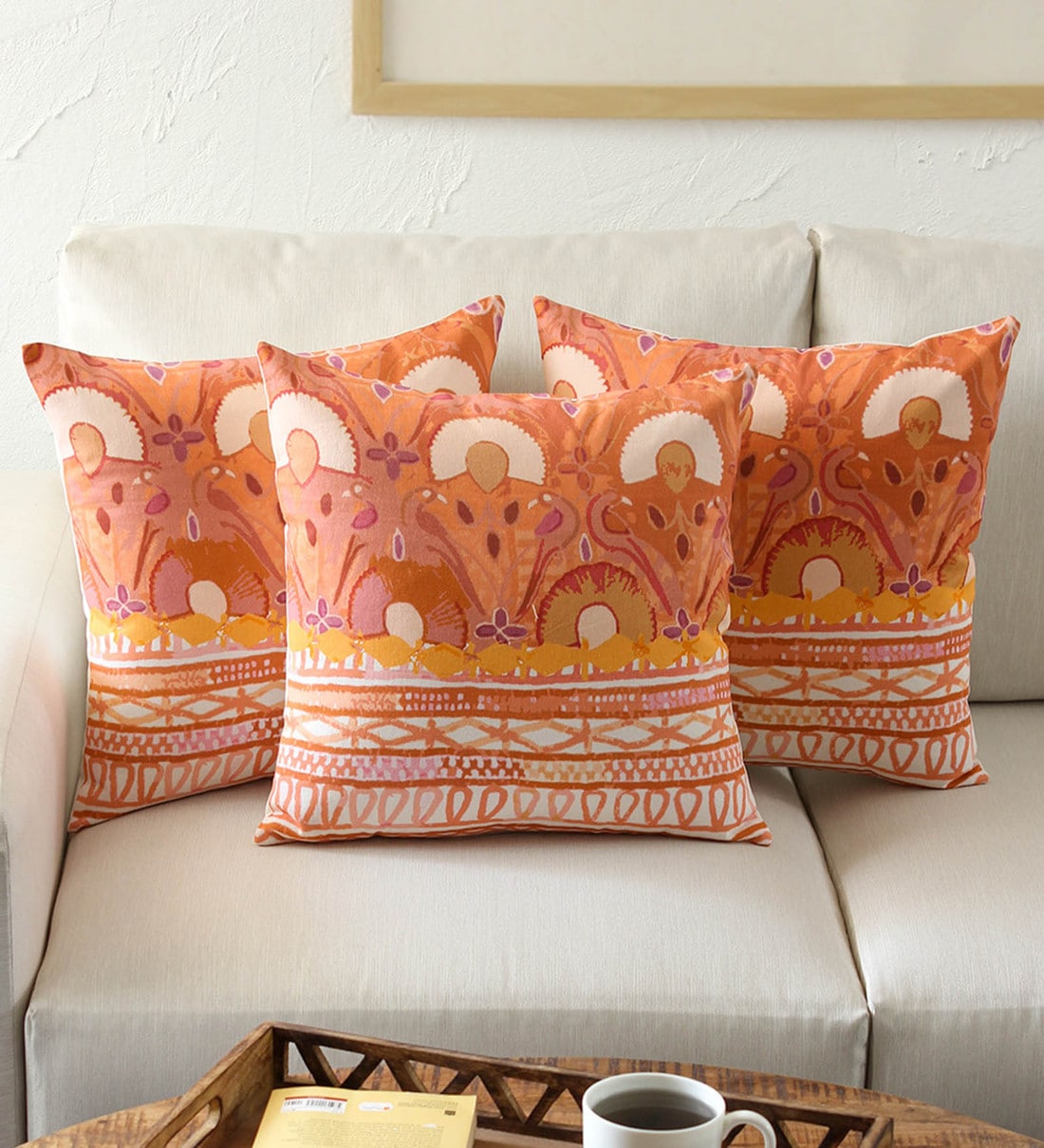 Buy Traditional Pattern Cotton 16x16 Inch Cushion Covers (Set Of 3) By ...