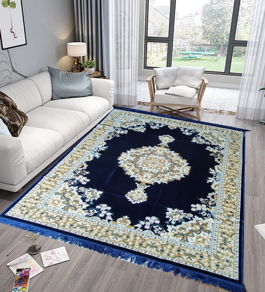 Buy Traditional Pattern Polyester Machine Made 5 X 7 Feet Carpet By ...