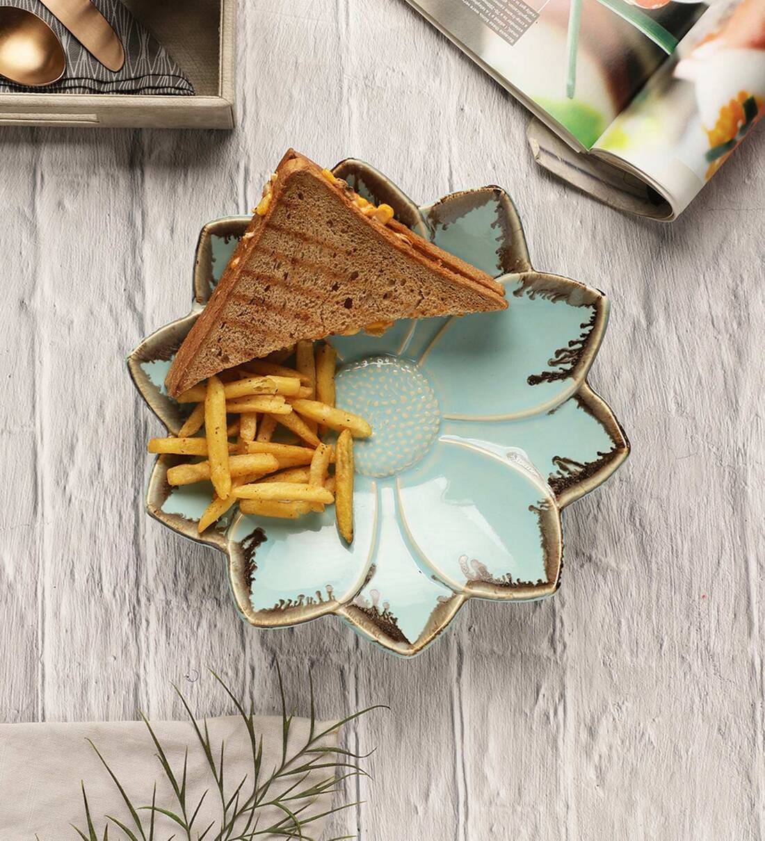 Buy Tranquil Floral Pastel Green 11 Inch Ceramic Appetizer Platter at ...