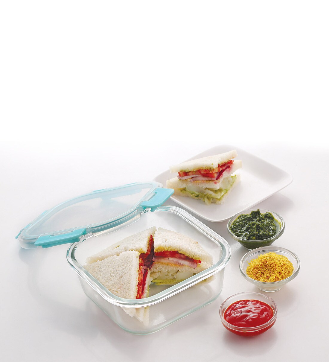 Buy Transparent Glass 800 ml Airtight & Leak Proof Storage Container ...