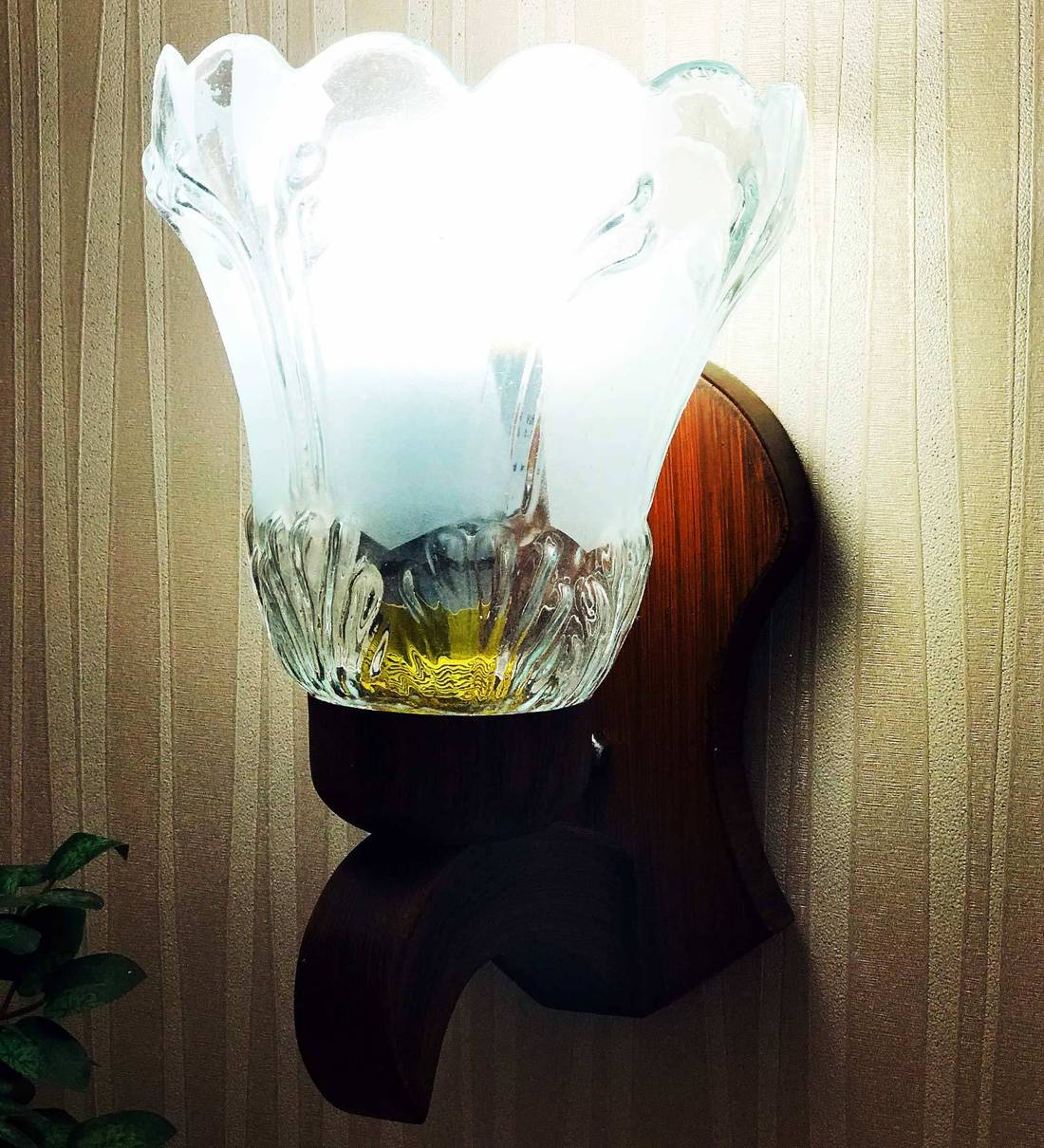 Buy Transparent Glass and Wood Wall Light by Lime Light at 49% OFF by ...