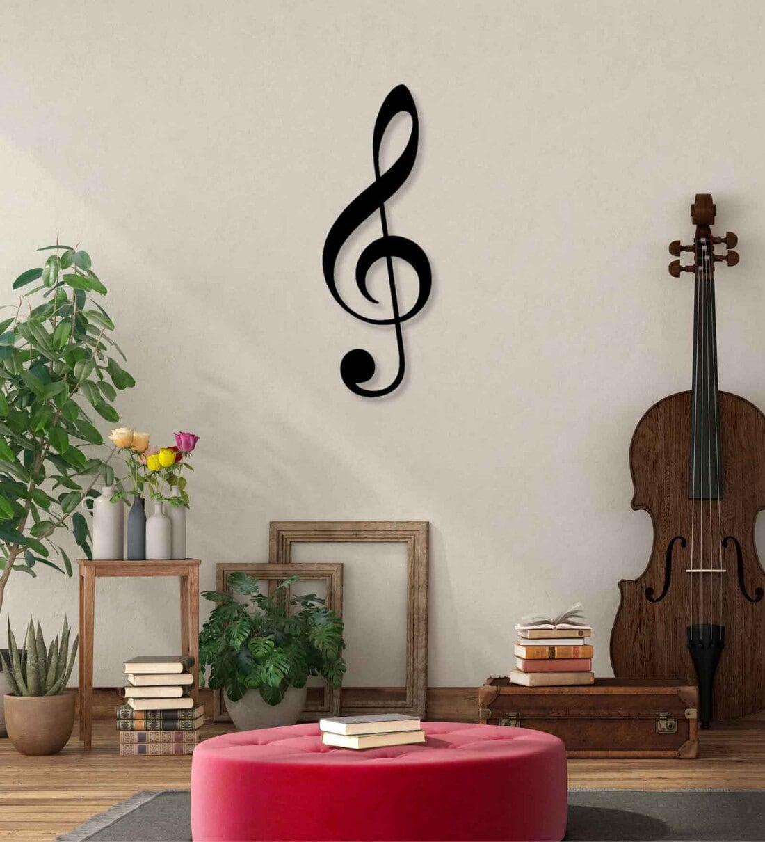Buy Treble Key Musical Harmony Black Mild Steel Wall Art at 17% OFF by Elysian Dekor | Pepperfry