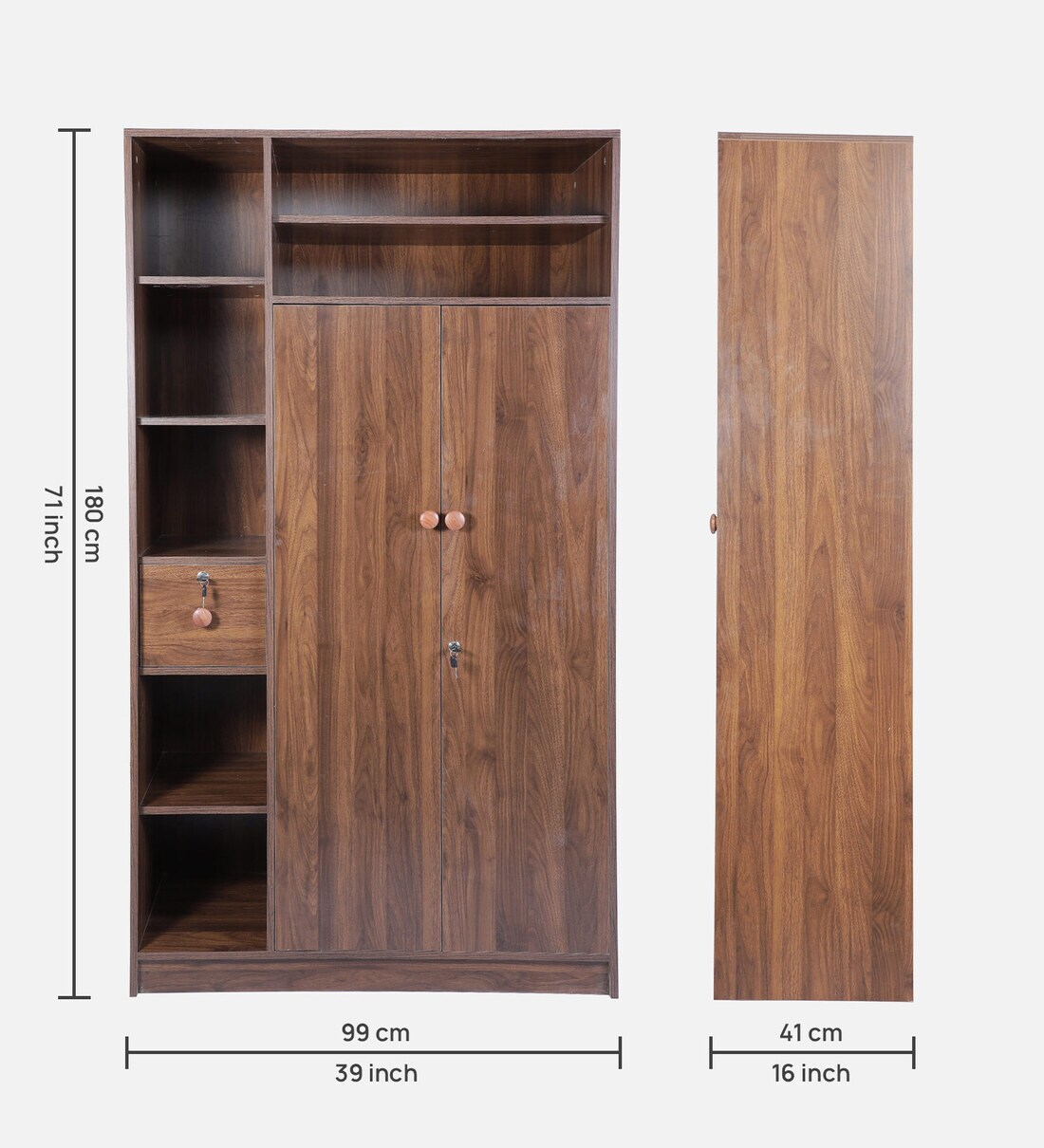 Buy Tree 2 Door Wardrobe in Walnut Finish Online - 2 Door Wardrobes ...