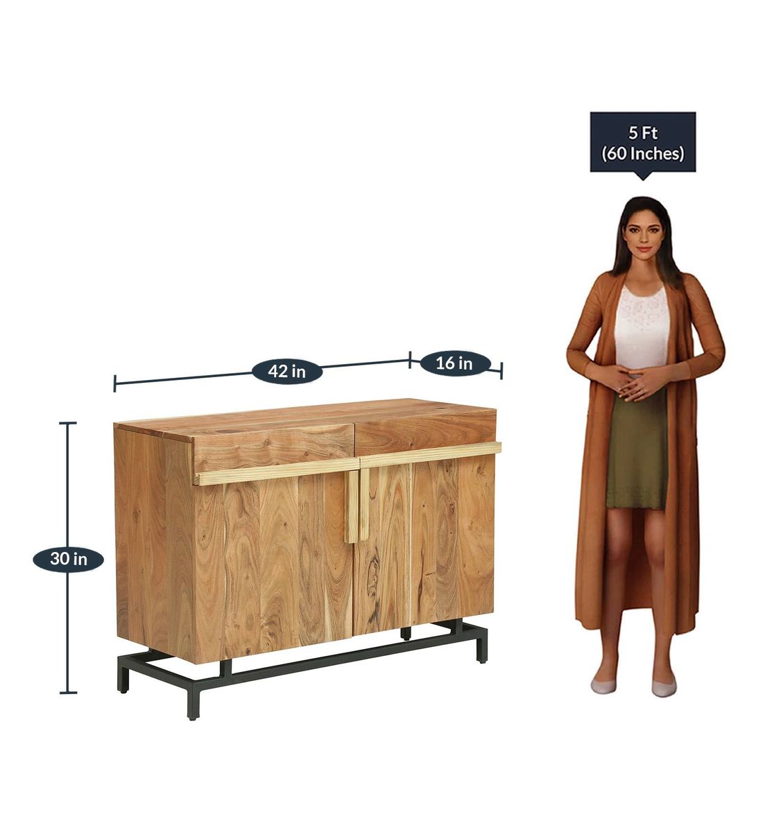 Buy Trestle Solid Acacia Wood Sideboard In Natural Acacia Finish By ...