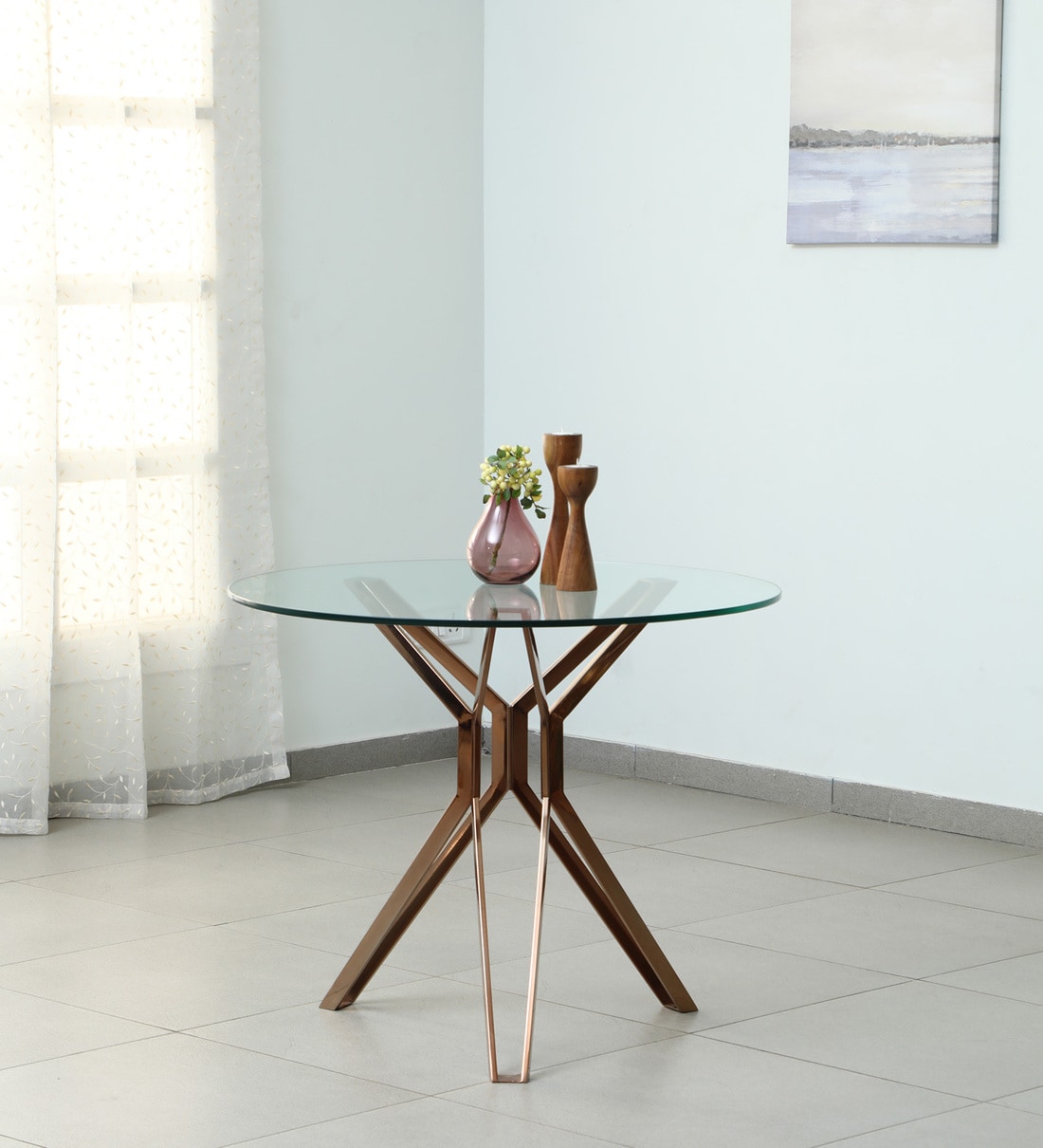 Buy Tripod glass 2 Seater Dining Table In Glossy Finish at 37% OFF by ...