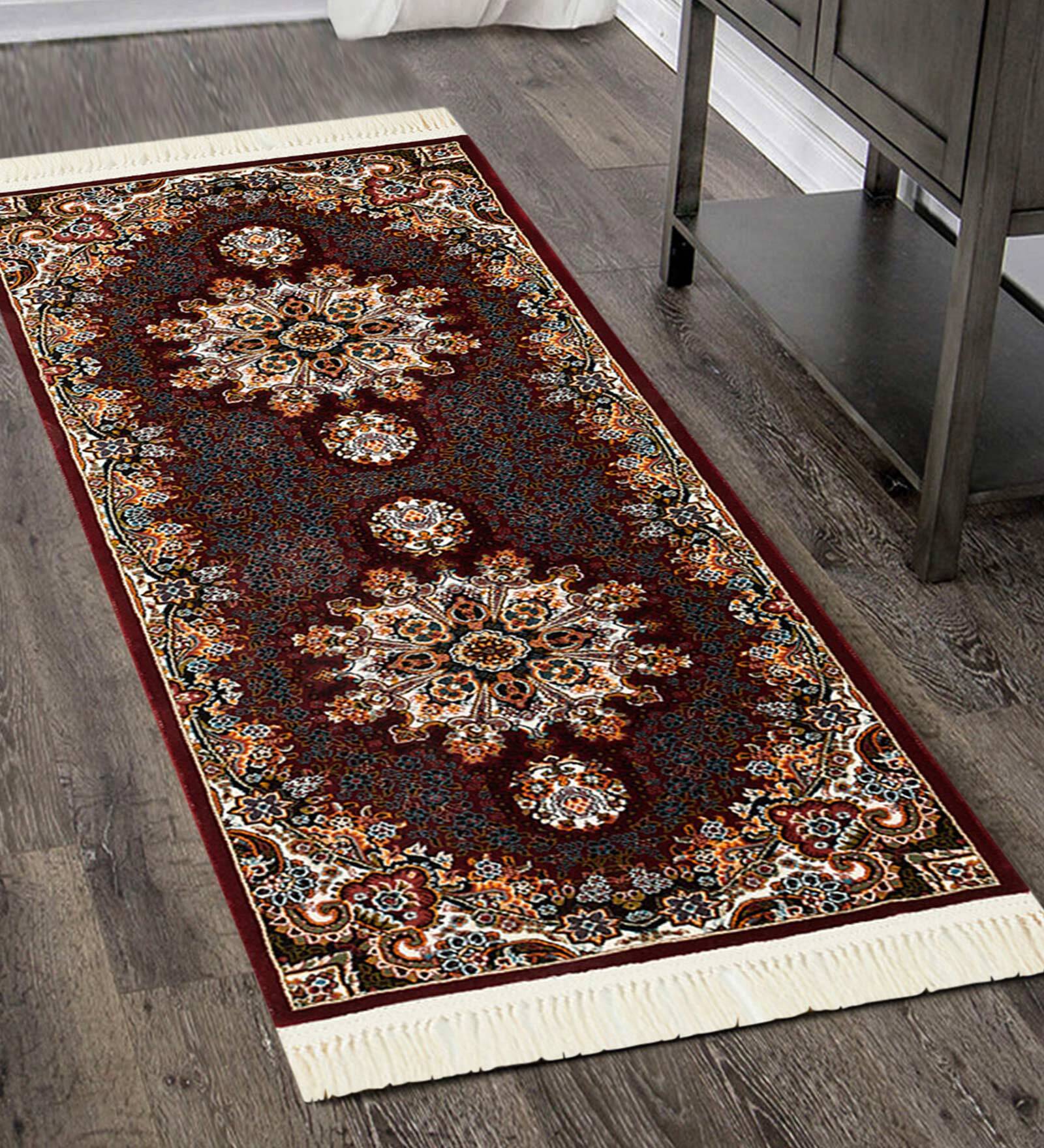 Buy Traditional Pattern Acrylic 5 x 2 Feet Machine Made Runners by ...