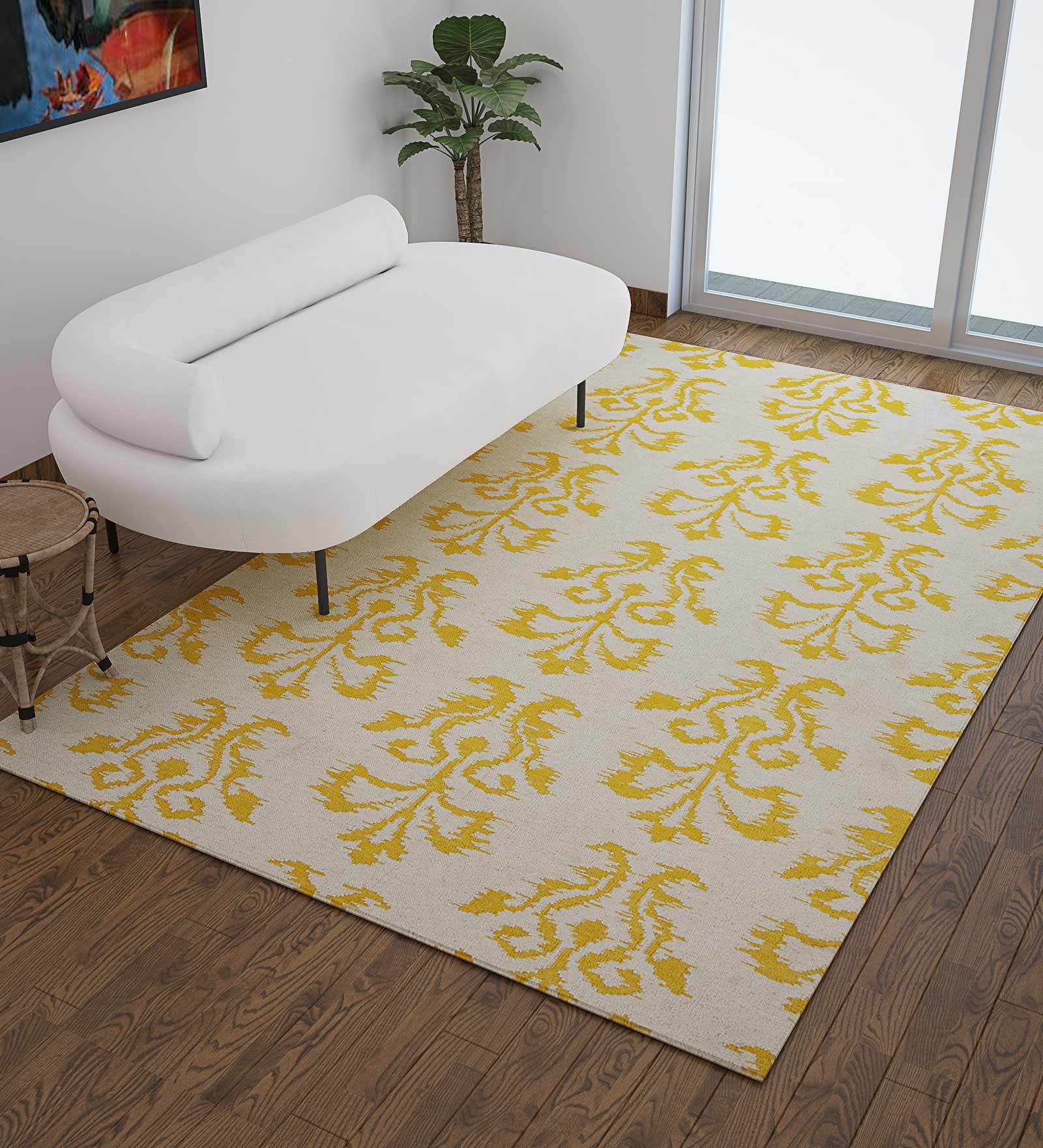 Buy Yellow Wool Vintage 5 x 8 Feet Hand Woven Carpet at 20% OFF by ...