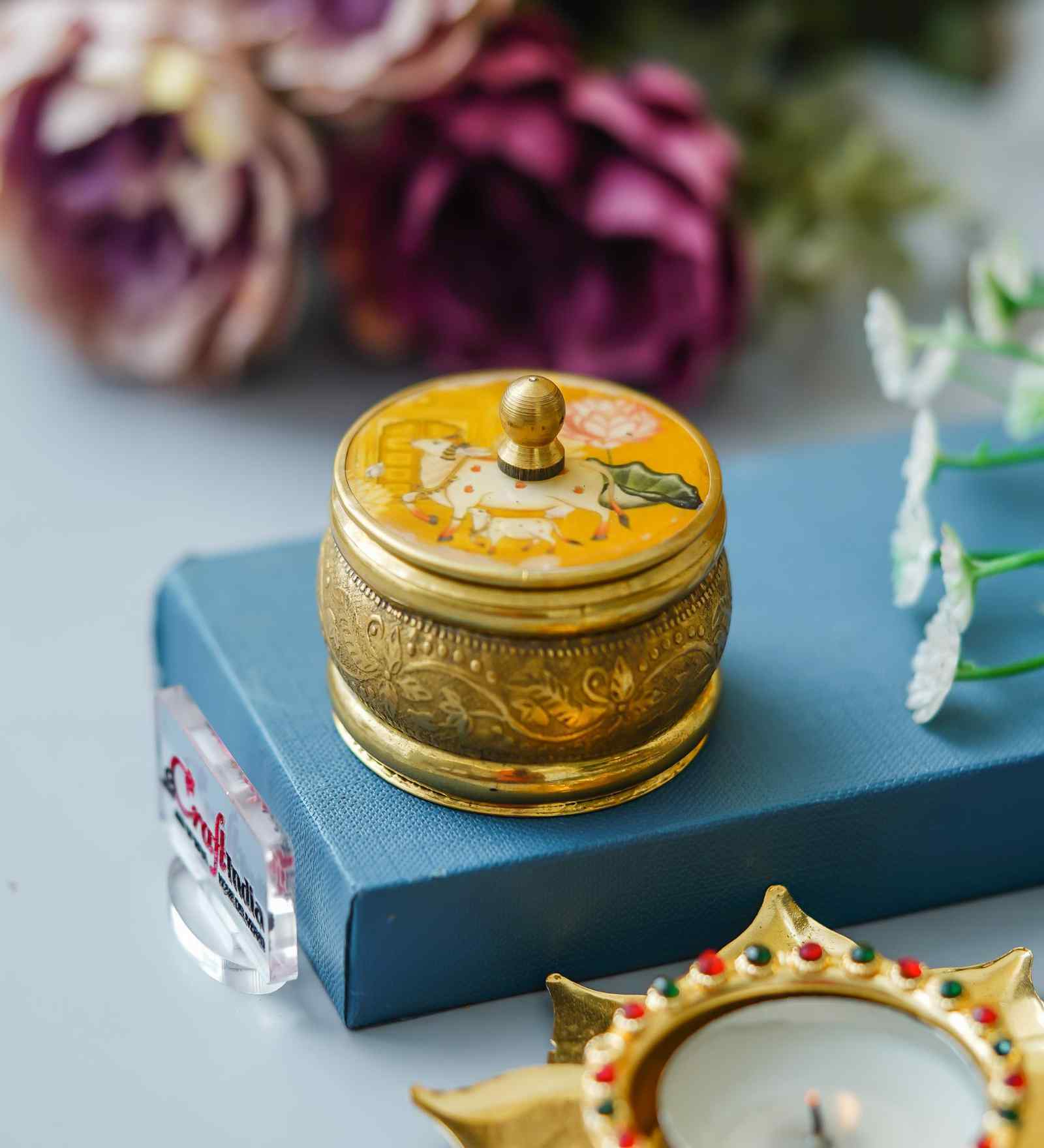 Buy Traditional Pichwai Decorative Sindoor Box|Kumkum Box for Pooja ...