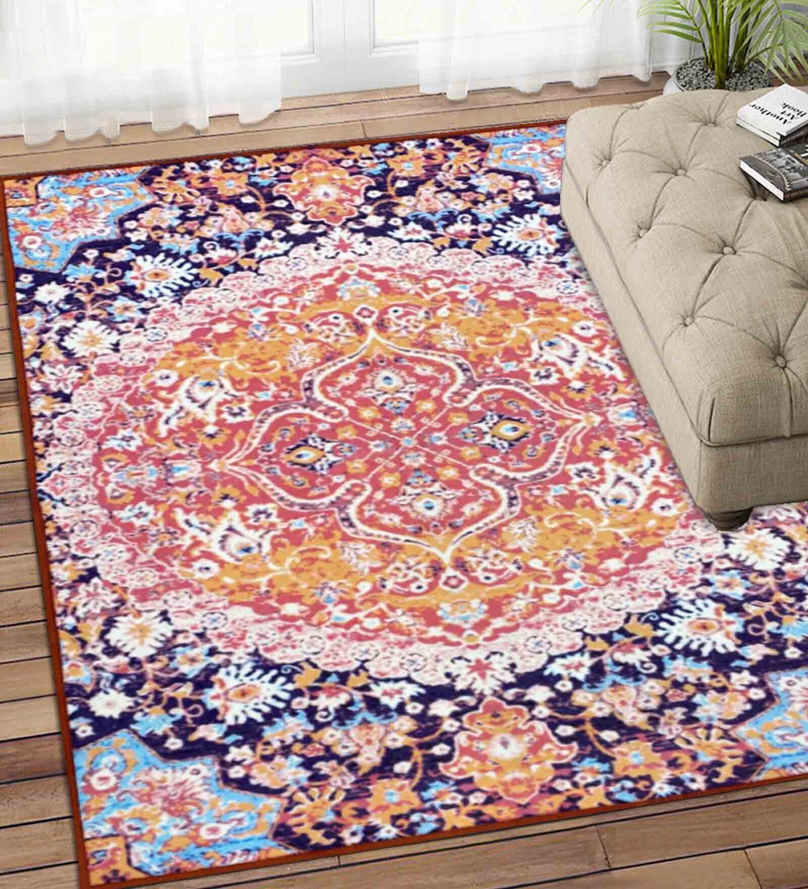 Buy Blue Persian Polyester 3 ft x 5 ft Machine Made Carpet at 47% OFF ...