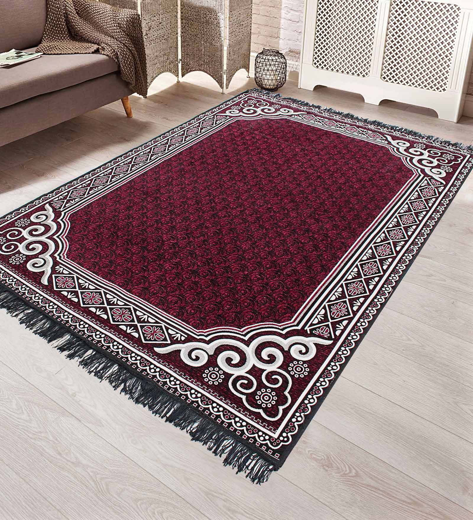 Buy Red Polyester Vintage 5 x 7 Feet Machine Made Carpet at 44% OFF by ...