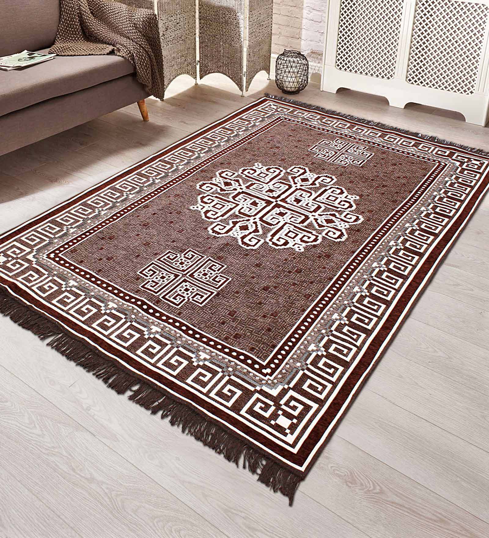 Buy Brown Polyester Vintage 5 X 7 Feet Machine Made Carpet at 60% OFF ...