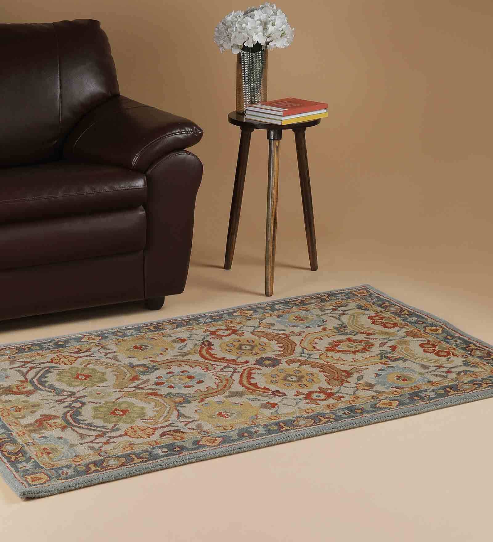 Buy Grey Wool Traditional 4 x 6 Feet Hand Tufted Carpet by Sanded Edge ...