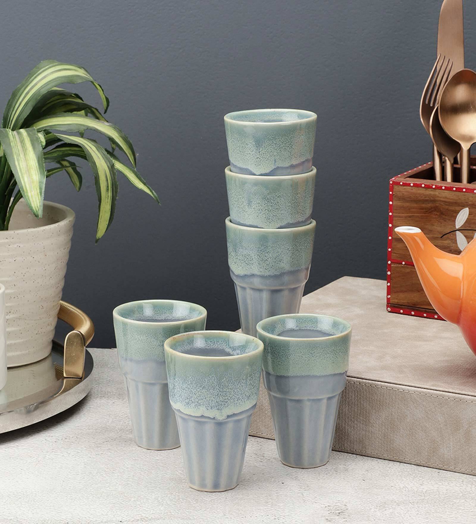 Buy Tranquil 100ml Mint (Set of 6) Ceramic Tea Glass at 35% OFF by ...