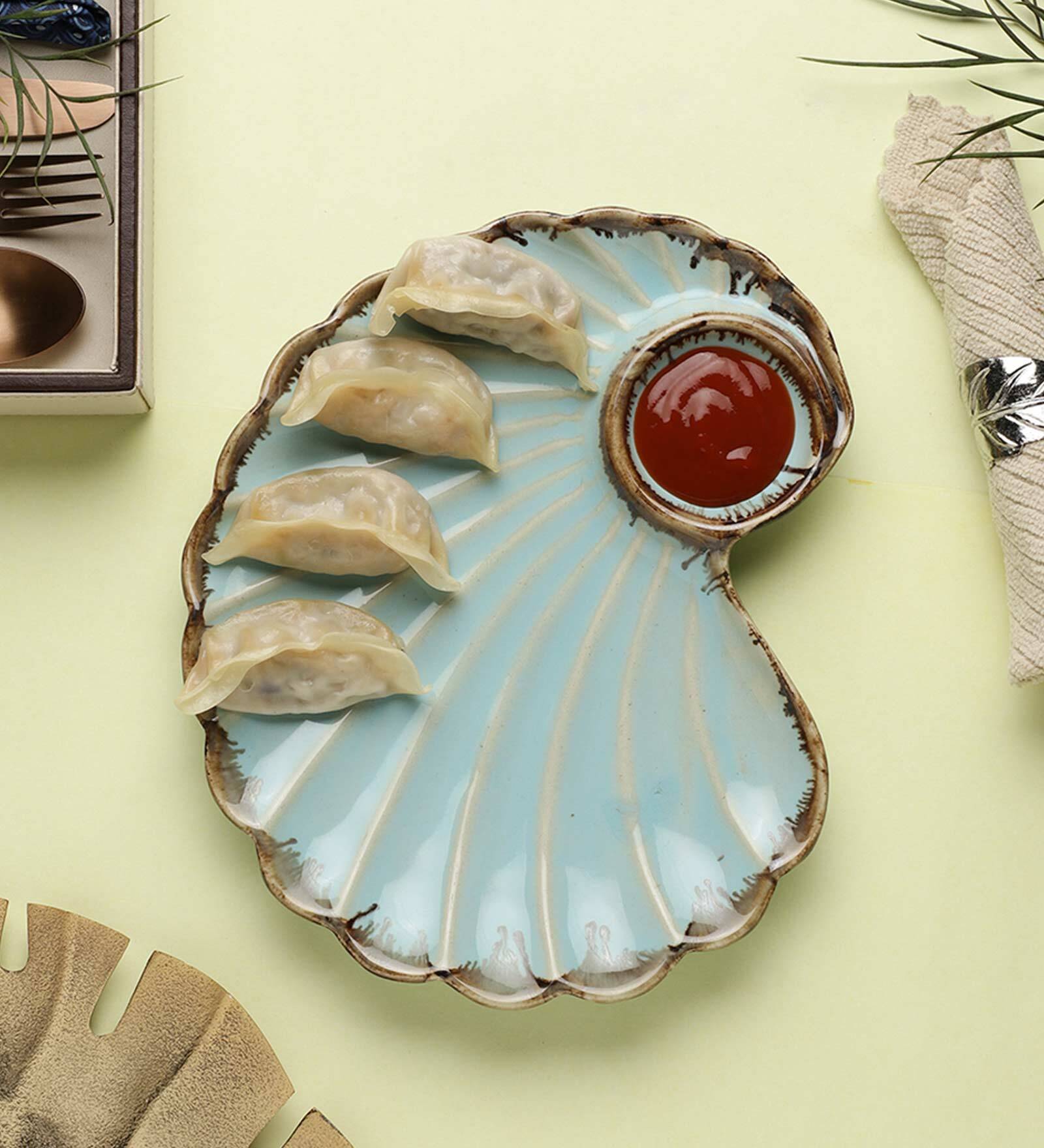 Buy Tranquil Linear Pastel Green 10 Inch Ceramic Appetizer Platter at ...