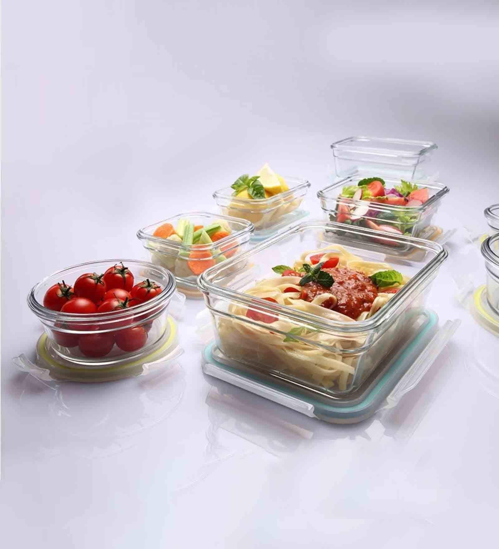 Buy Transparent 400 ml Rectangle Glass Airtight Break Resistant Food ...