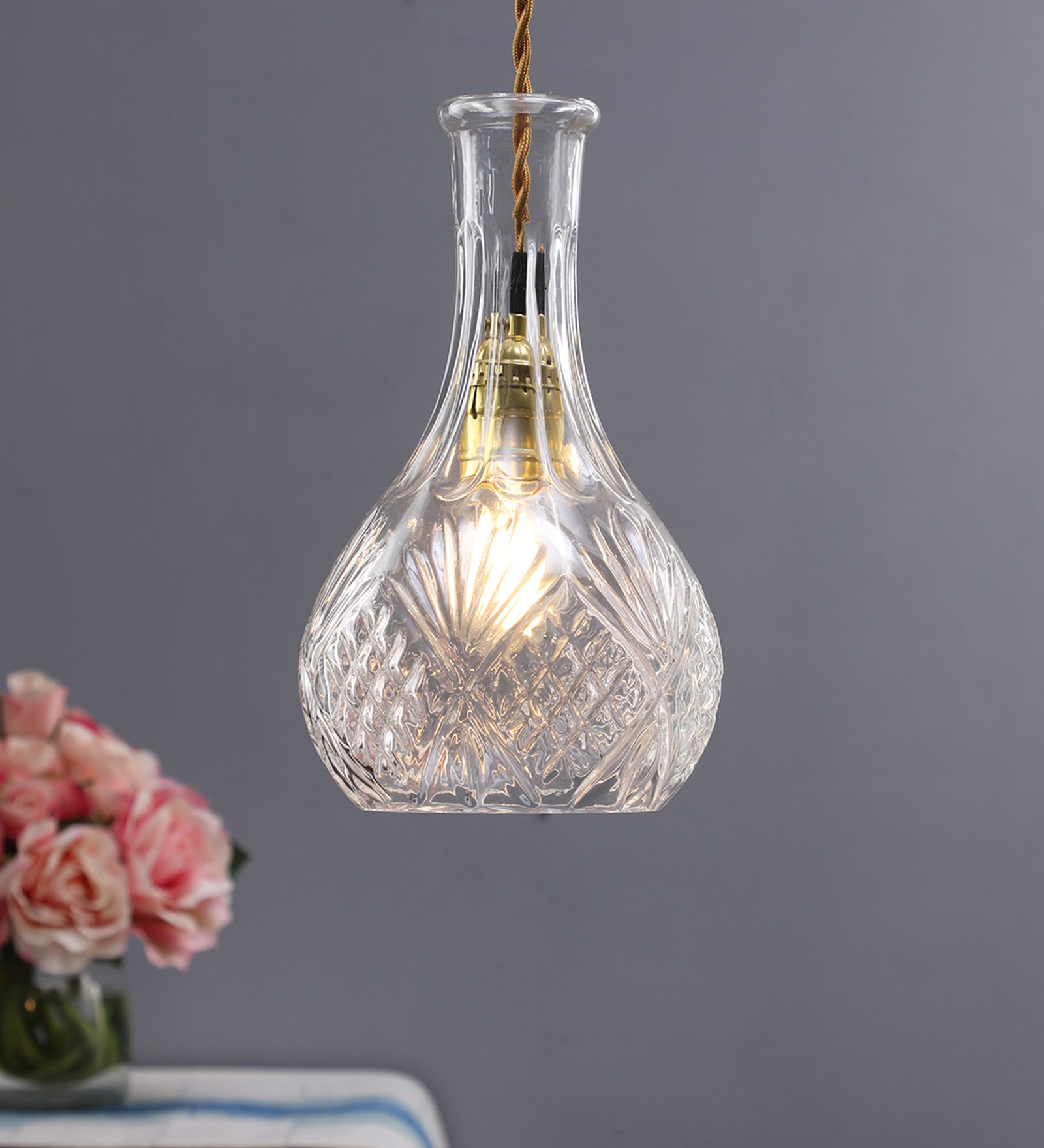 Buy Transparent Glass Light Single Hanging Lights by Kapoor LampShades ...
