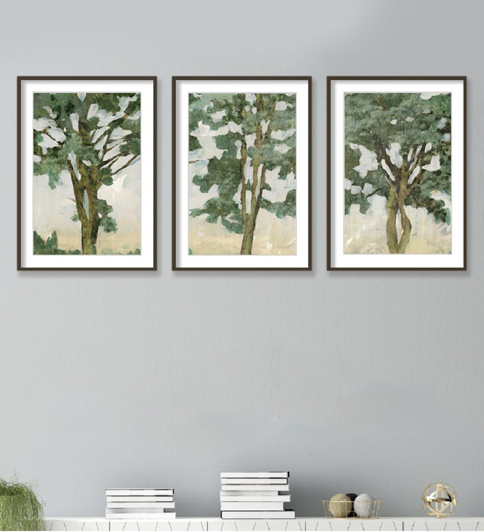 Buy Tree Line Multicolor Paper Framed Landscape Art Panels Set of 3 at ...