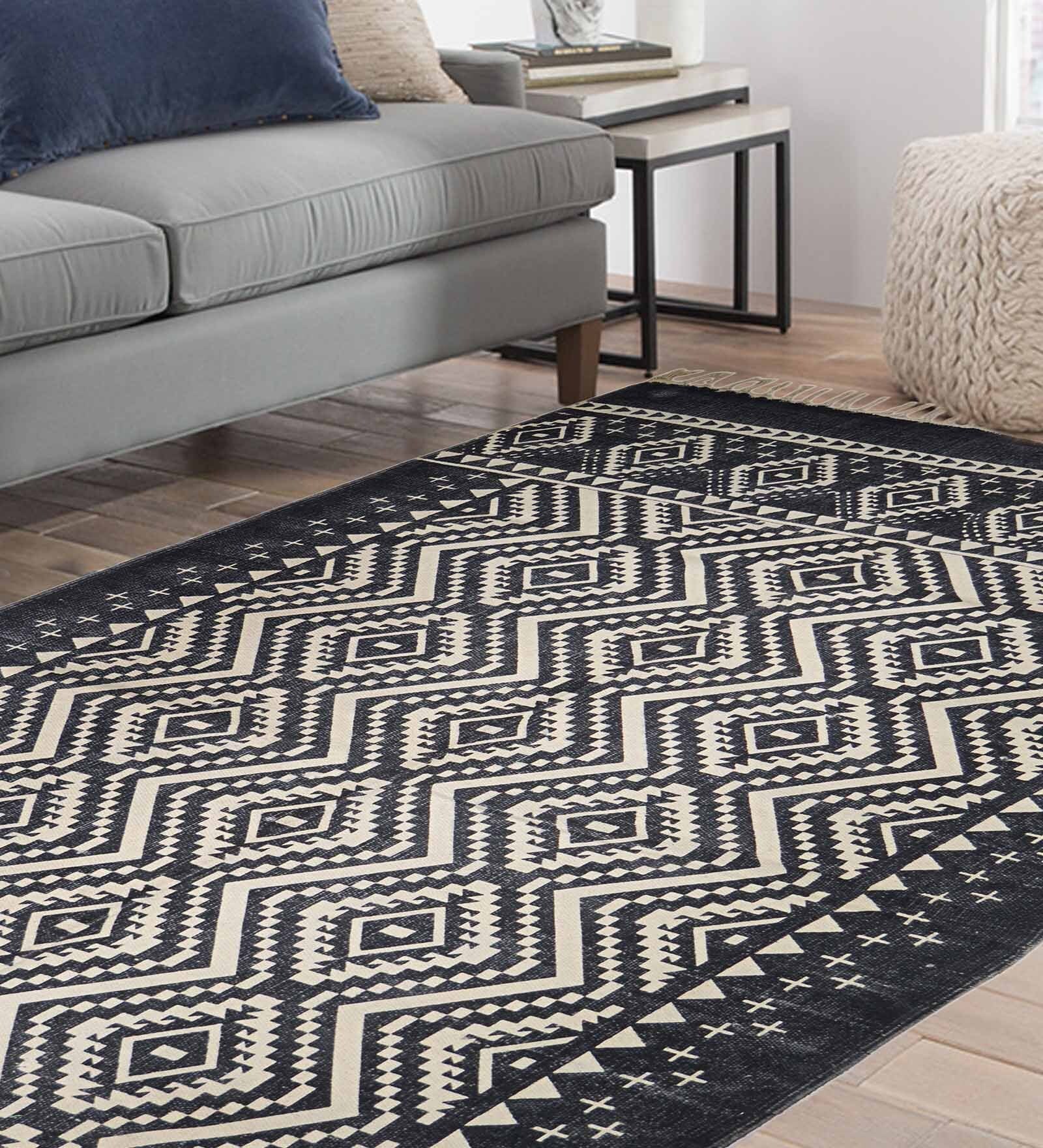 Buy Trellis Pattern Cotton Hand Woven 4 X 6 Feet Carpet By Potlistudio ...