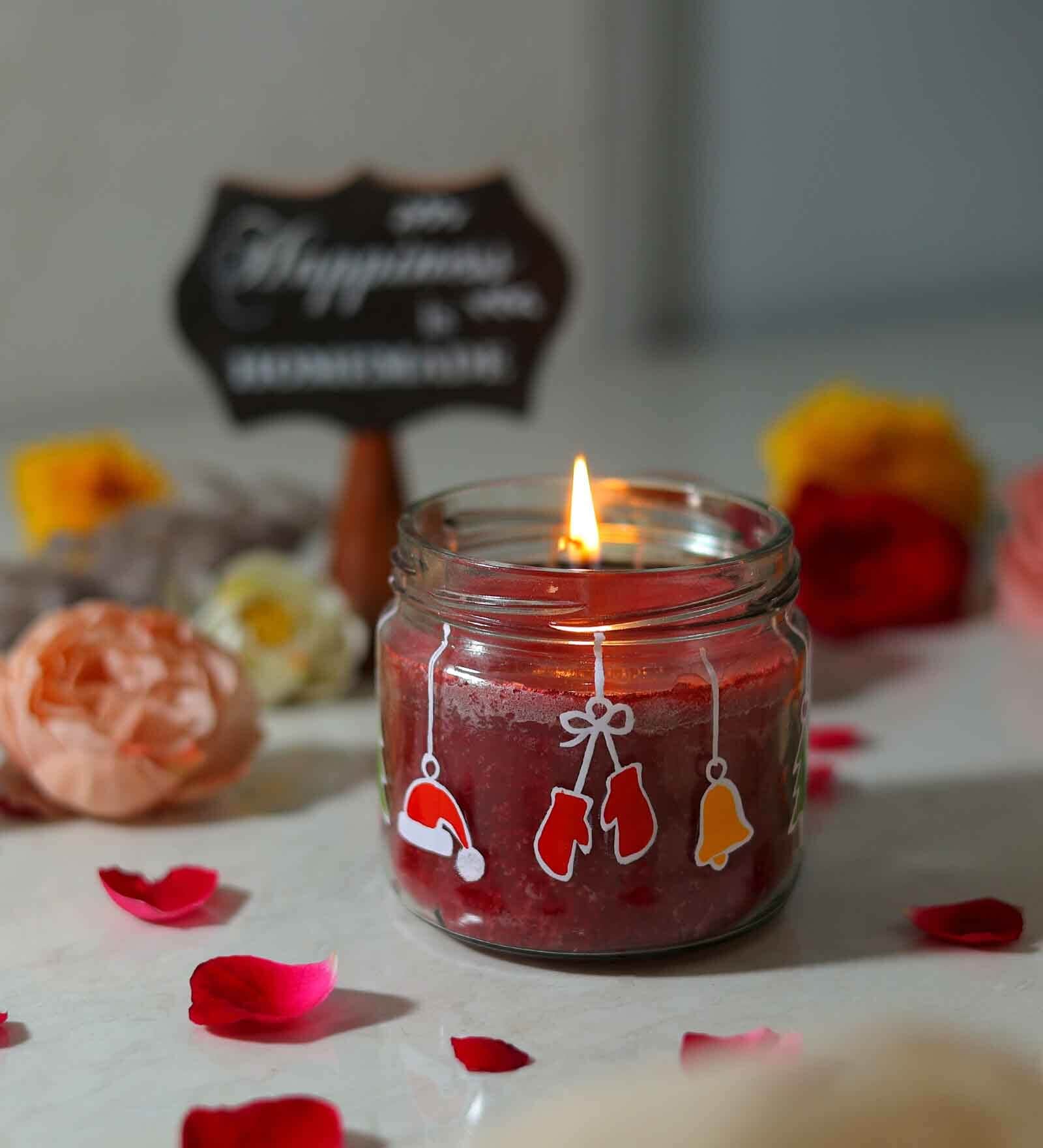 Buy Trendy Hand Painted Red Wax & Glass Jar Candle at 33% OFF by POSH N ...