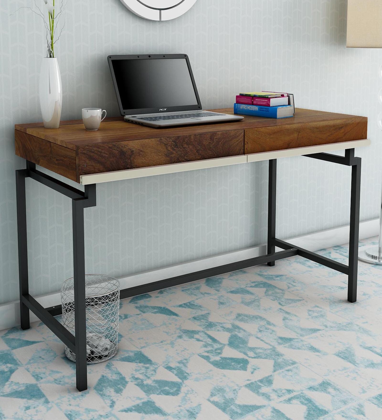 Buy Trestle Solid Wood Writing Table in Ginger Bronze Finish at 2% OFF ...