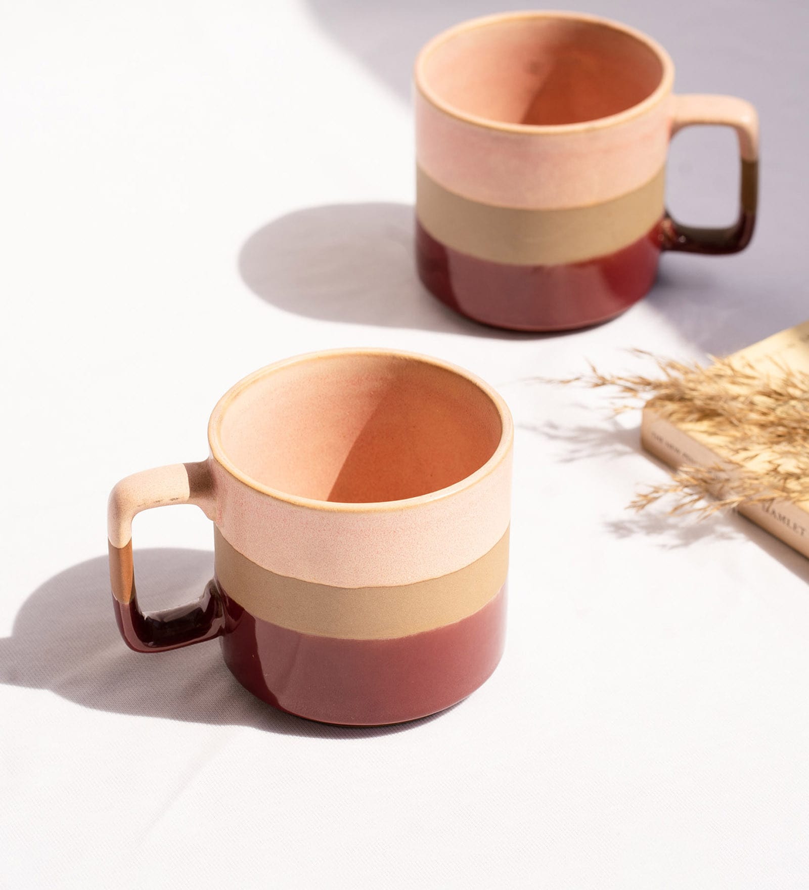 Buy Triple Layered 330ml Pink & Brown Ceramic (Set of 2) Tea Cup at 25% ...