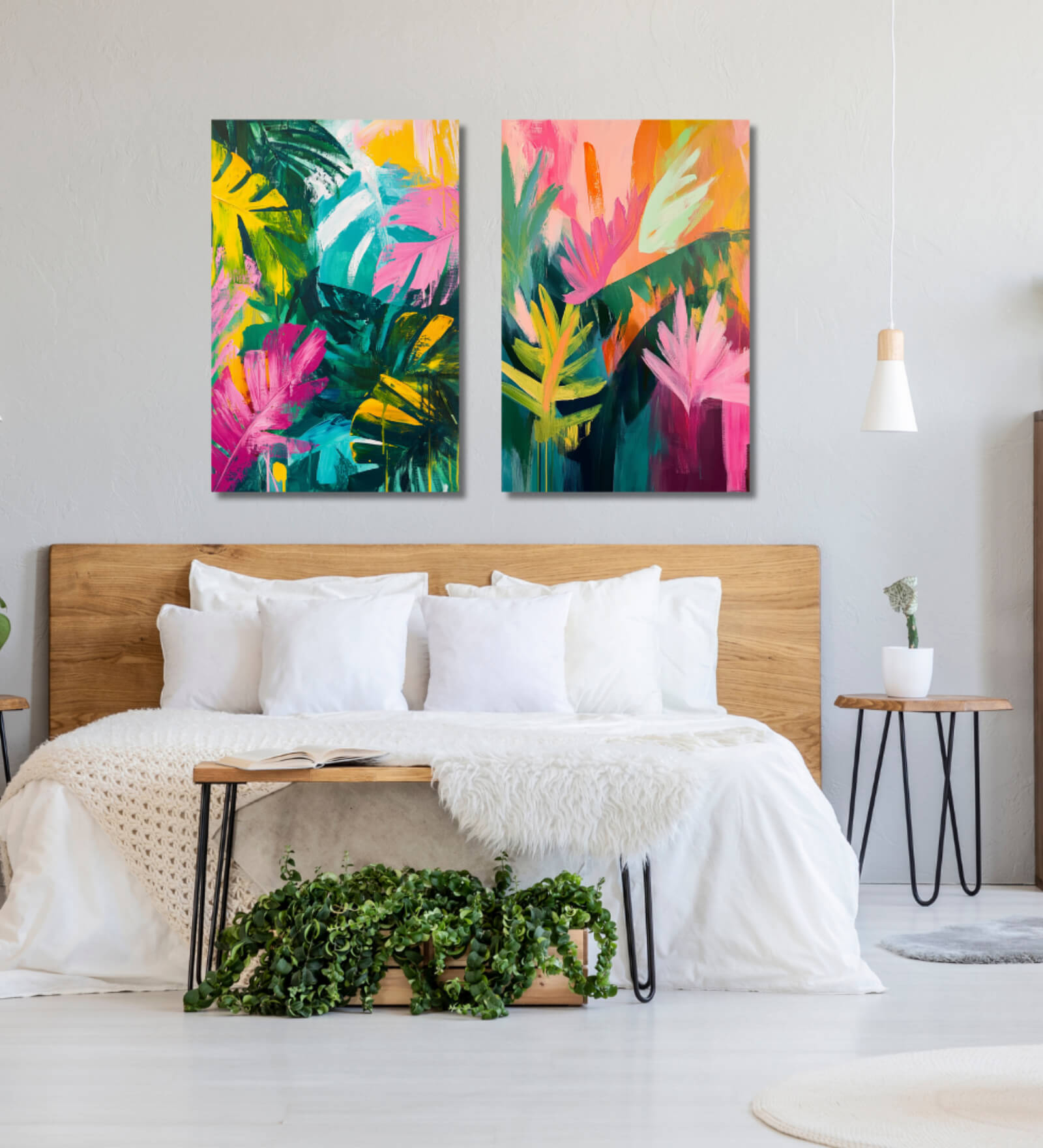 Buy Tropical pop Set of 2 Canvas Painting Gallery Wrap Canvas Painting ...