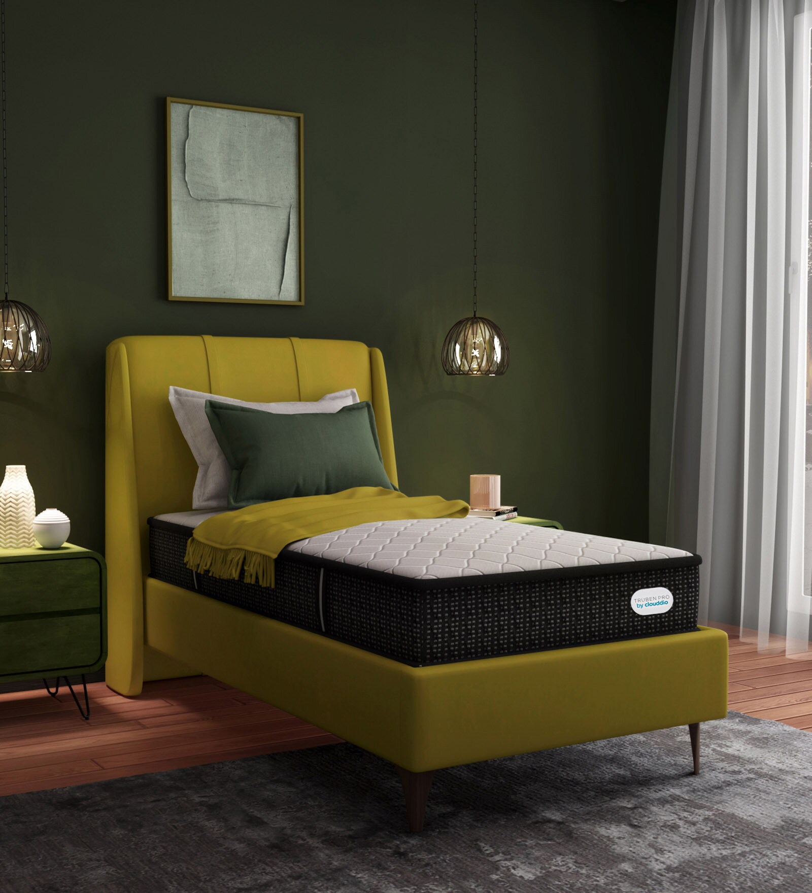 Buy Truben Pro 8 inch Pocketed Spring Single Mattress in White & Black ...