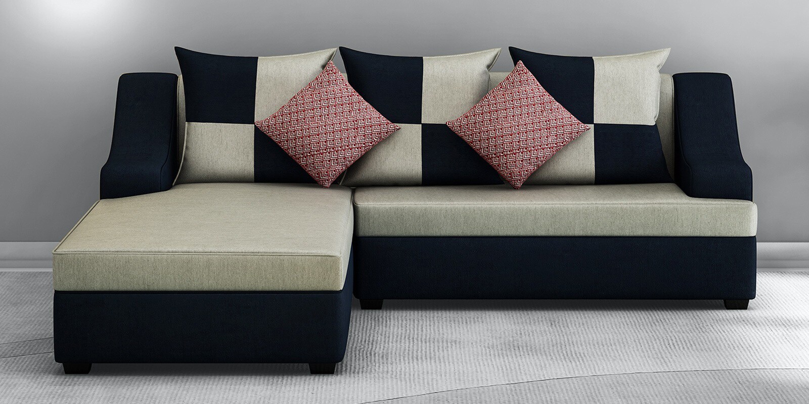 Buy Trevor RHS Sectional Sofa In Grey & Blue Colour at 20% OFF by ...