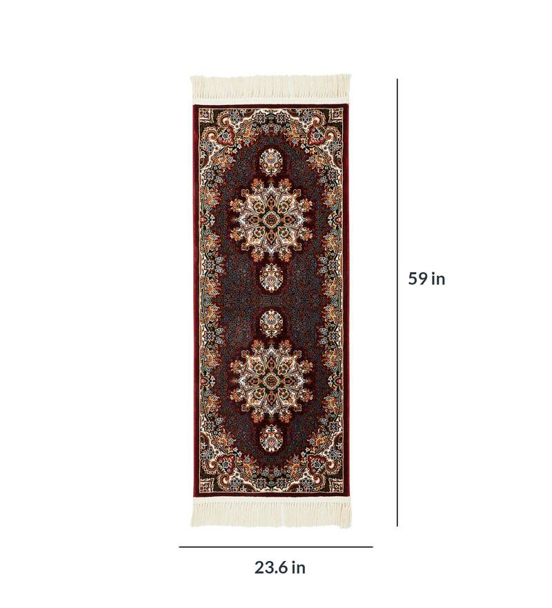 Buy Traditional Pattern Acrylic 5 x 2 Feet Machine Made Runners by ...