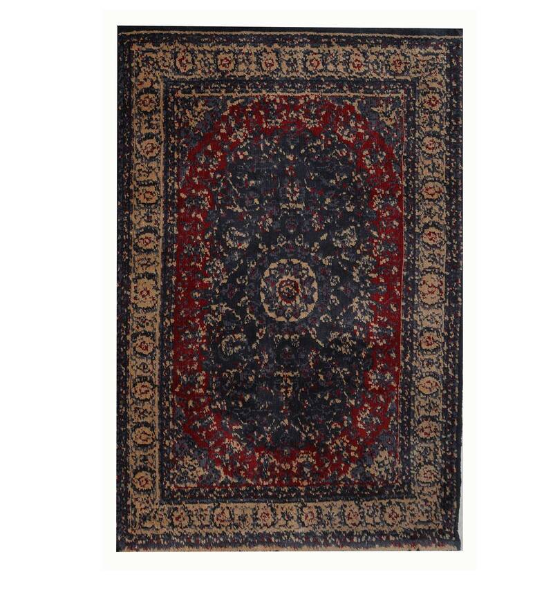 Buy Blue Polyester Vintage 6 x 9 Feet Hand Tufted Carpet by PRESTO ...