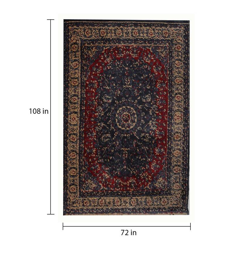Buy Blue Polyester Vintage 6 x 9 Feet Hand Tufted Carpet by PRESTO ...